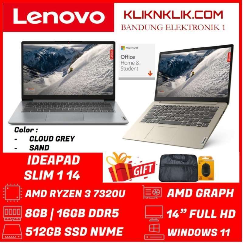 Jual Laptop Lenovo Ideapad Slim 1 Amd Ryzen 3 7320u 512gb Ssd 14 Inci Fhd Di Seller Knkbec1 ...