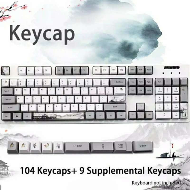Promo Keycaps PBT OEM profile Ink japanese style 112 keys Diskon 23% di ...
