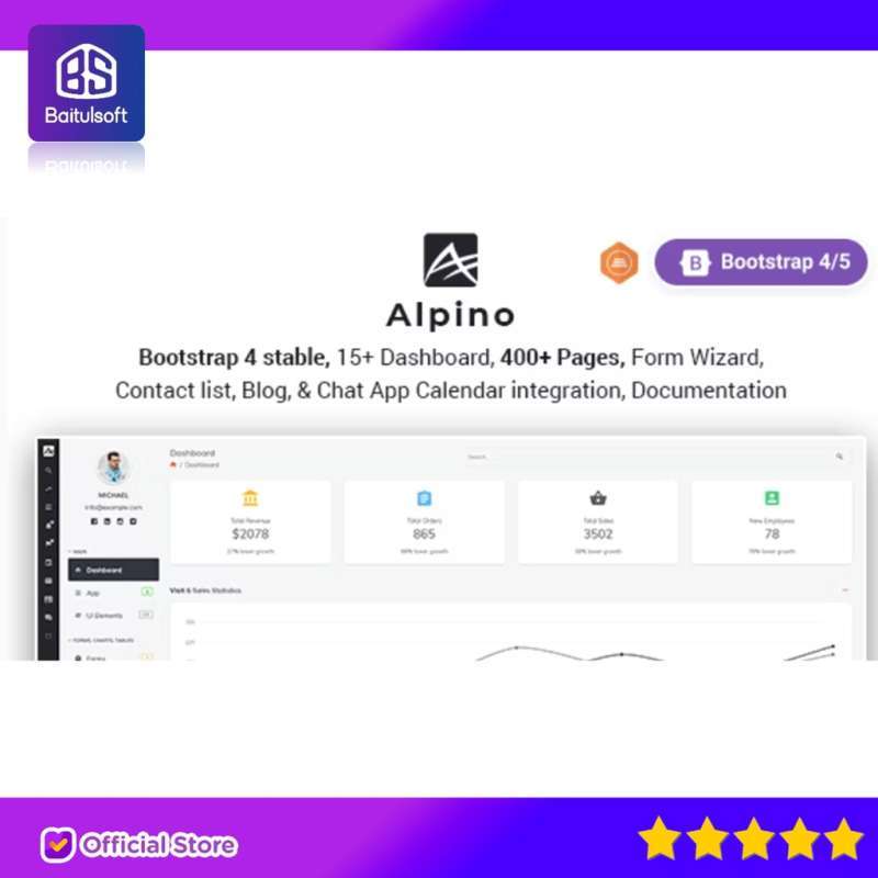 Promo ALPINO - BOOTSTRAP 4/5 ADMIN DASHBOARD TEMPLATE BY BAITULSOFT Diskon 99% di Seller ...