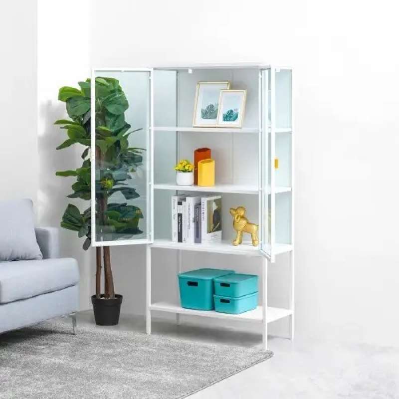 Promo Lemari Pajang 2 Pintu Putih | Lemari Kaca Putih | Kabinet KAca ...