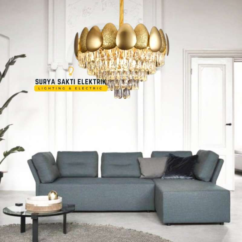 Promo LAMPU GANTUNG KRISTAL MODERN HIAS RUANG TAMU GOLD MEWAH BESAR Diskon 23% di Seller Zaraa ...