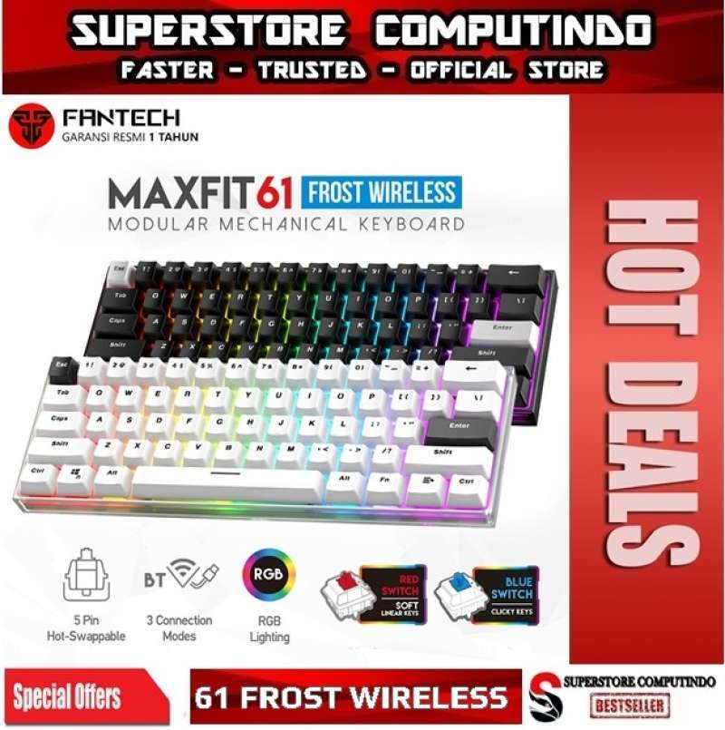 Promo Maxfit61 Frost Wireless Hotswap Keyboard Gaming Mechanical Rgb ...