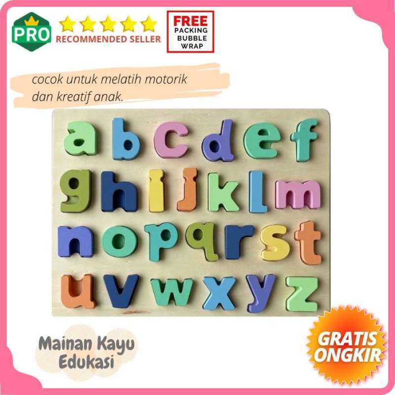Jual Mainan Edukasi Edukatif Anak Paud Puzzle Kayu Huruf Kecil Abc ...