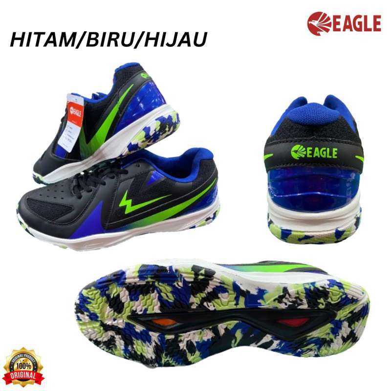 Promo Sepatu Badminton Bulutangkis Eagle Mirage Original - 42 Hitam Biru Hijau Diskon 10% Di ...