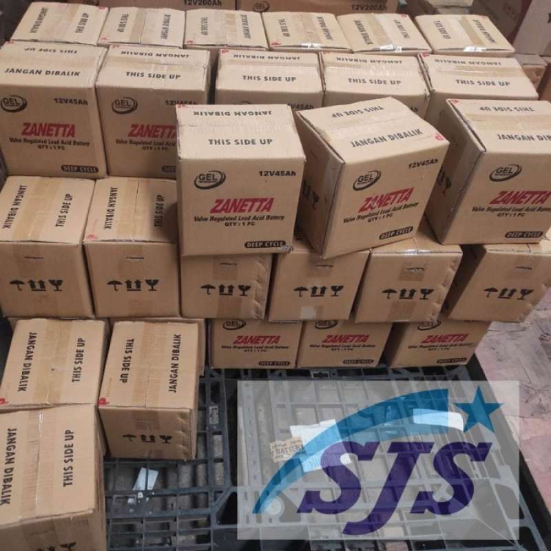 Promo aki vrla 12v 45ah zanetta deep cycle /aki solar cell atau aki ups ...
