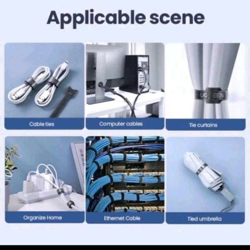 Jual UGREEN Cable Organizer Tie Wire Winder Nylon Tape Kabel organizer ...