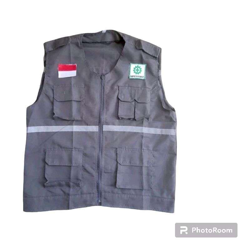 Promo Rompi Safety K3 Rompi Kerja Proyek Lapangan Bahan Drill - XL Abu ...