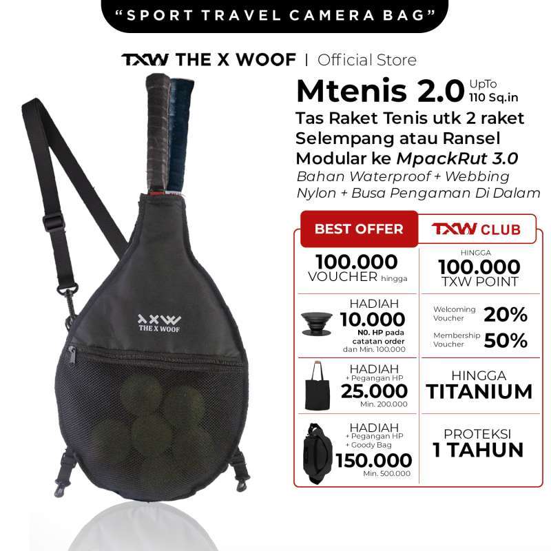 Jual Tas Raket Tenis Thermo 2 Raket Bola Tenis The X Woof Mtenis2 di ...