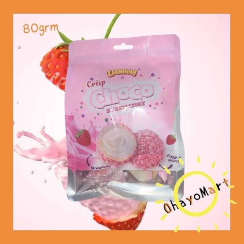 Jual Lianggui Crisp Choco Strawberry / Wafer Stroberi bulat isi krim ...