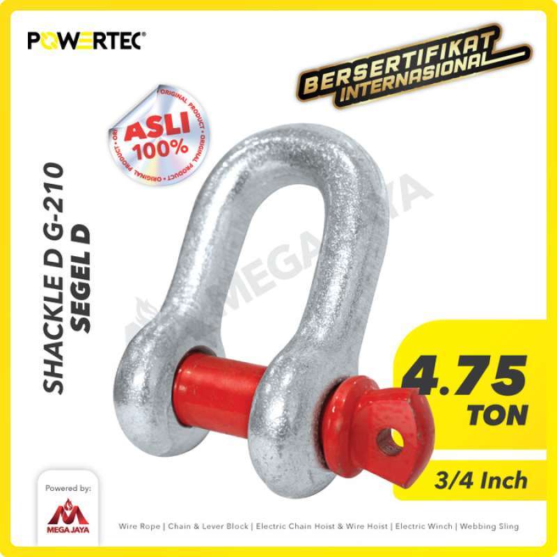 Promo Shackle D G210 4.75 Ton - 3/4 Powertec Segel Dee Screw Pin Diskon ...