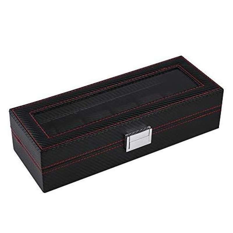 Promo Classic Carbon Fibre Watch Box Leather 6 Slots Diskon 23% Di ...