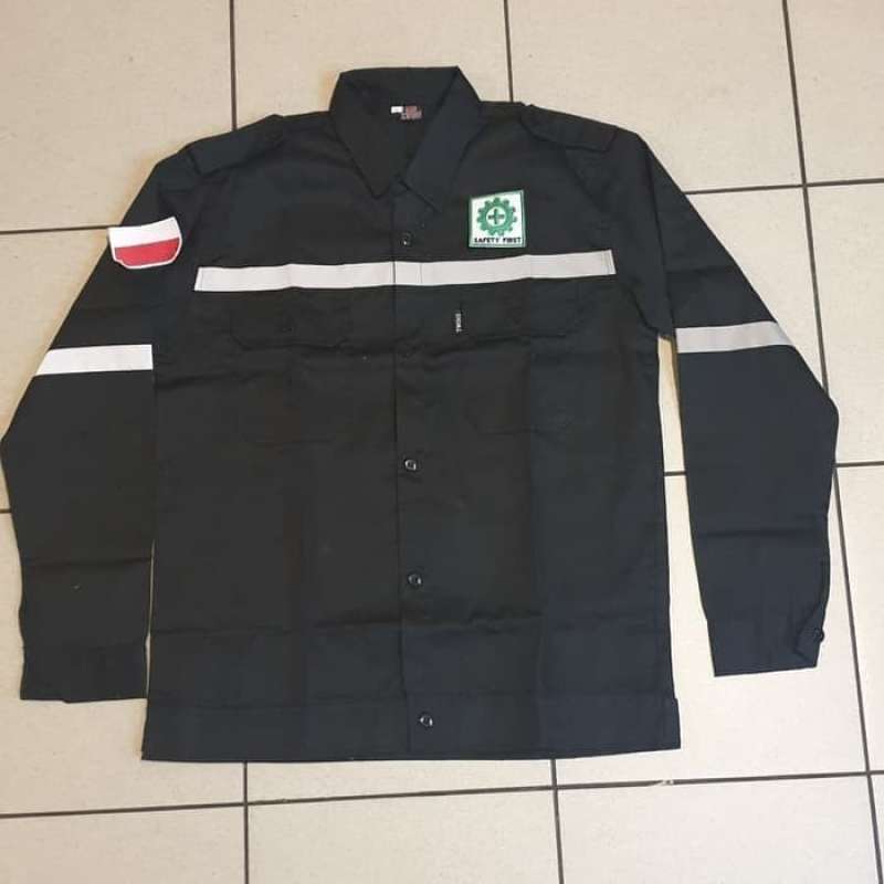 Promo Baju Kerja Plus Logo / Baju Proyek / Seragam Warna Hitam Diskon ...