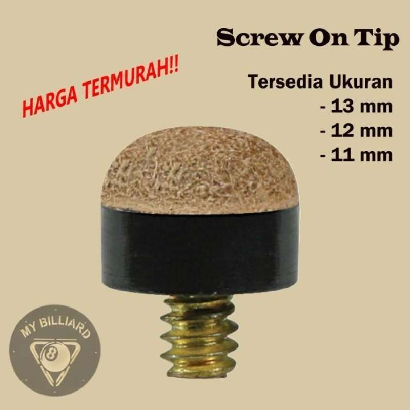 Jual Screw On Tip 13 12 11 Mm Cue Tips Baut Besi Stick Billiard Stik ...