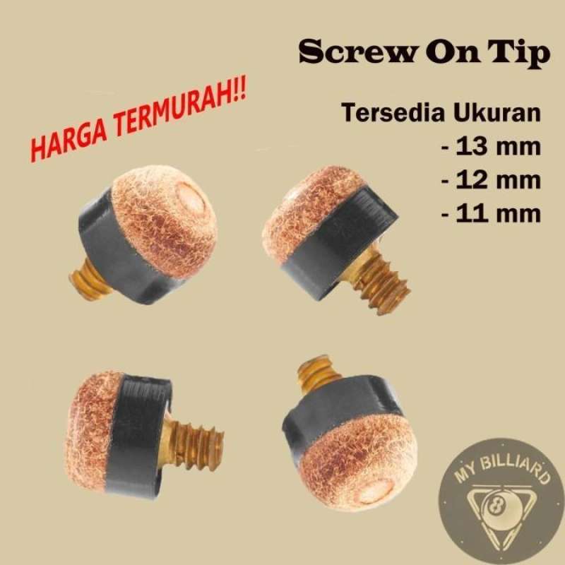 Jual Screw On Tip 13 12 11 Mm Cue Tips Baut Besi Stick Billiard Stik ...