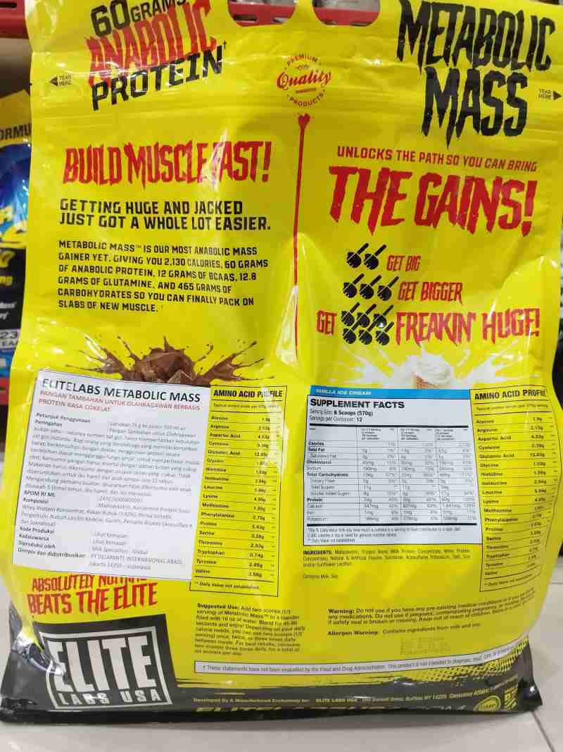 Jual Elitelabs Metabolic Mass 15 Lbs Elite Labs Mass Gainer Susu Gainer ...