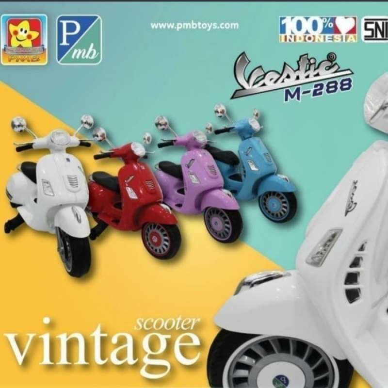 Promo Motor Aki Anak Vespa Scooter Vintage Vestic Pmb M288 Diskon 50% ...