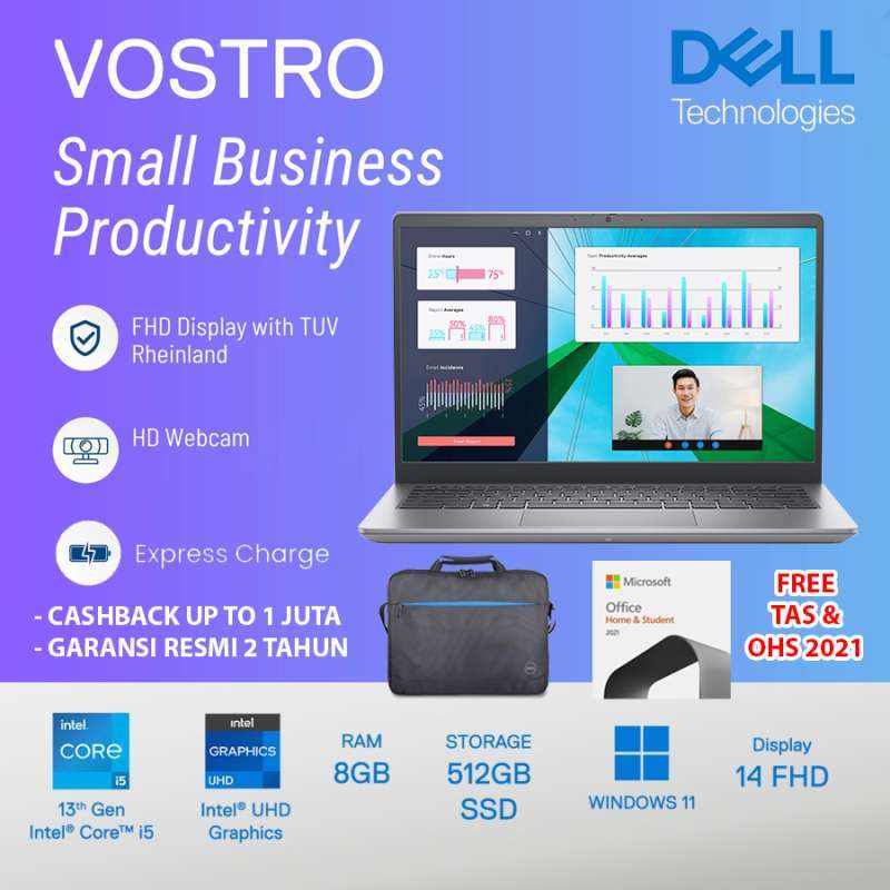 Jual Dell Vostro 3430 ( Core I5 1335u/8gb/512gb/intel Uhd/w11sl ) +ohs ...