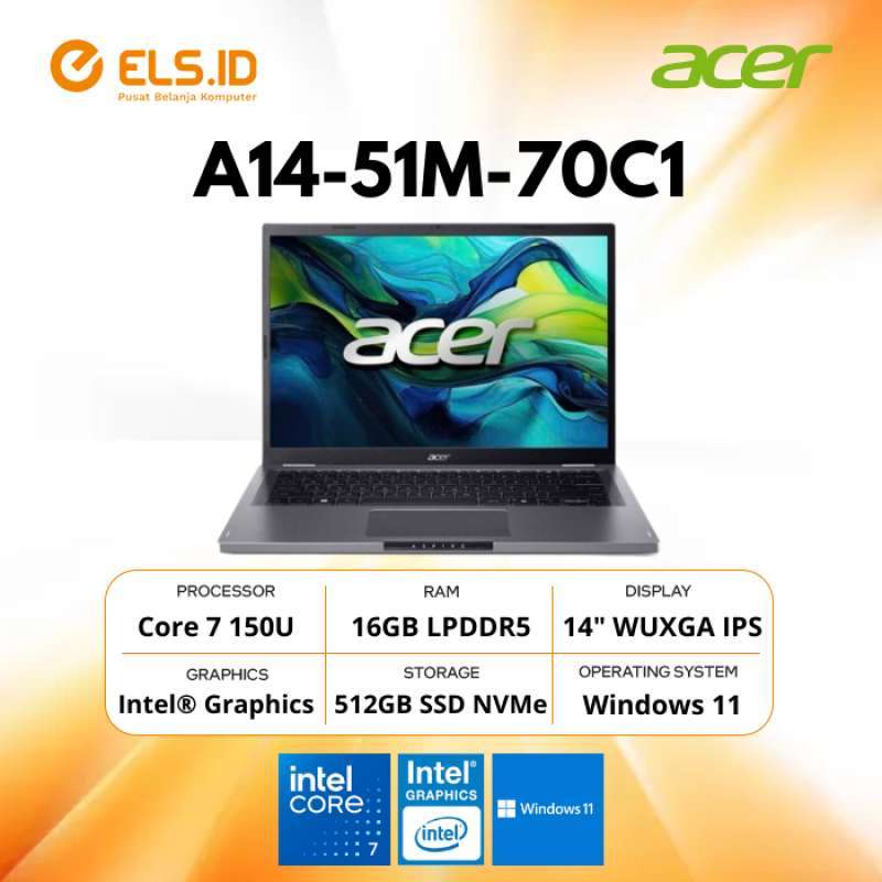 Jual Acer Aspire 14 A14-51m Intel Core 7 150u 16gb Ssd 512gb 14 W11+ohs ...