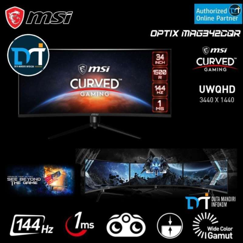 Promo Msi Optix Mag342cqr 34 Curved - Uwqhd 144hz 1ms Rgb Hdmi Dp ...