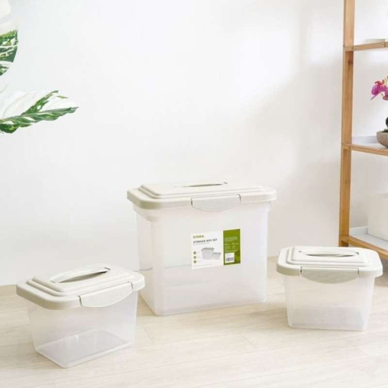 Promo Stora Krishome Multipurpose Storage Box 3 Pcs Set Box Plastik ...