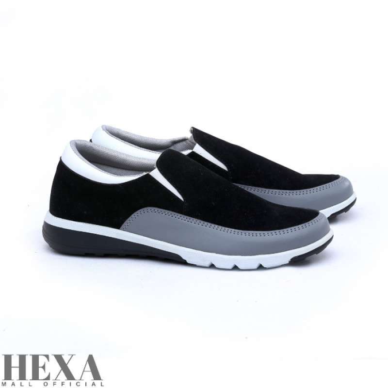 Promo Sepatu Pria Sneakers Slip On Selop Casual Original Hitam Tanpa ...