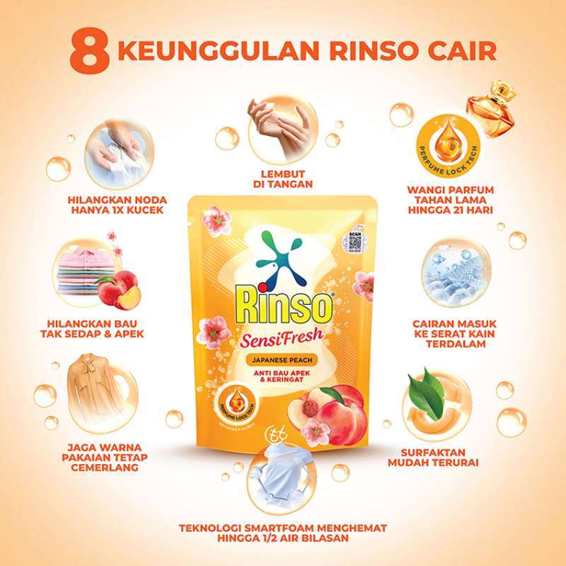 Promo Rinso Sensi Fresh Japanese Peach Detergent Cair [360 Ml] Free ...