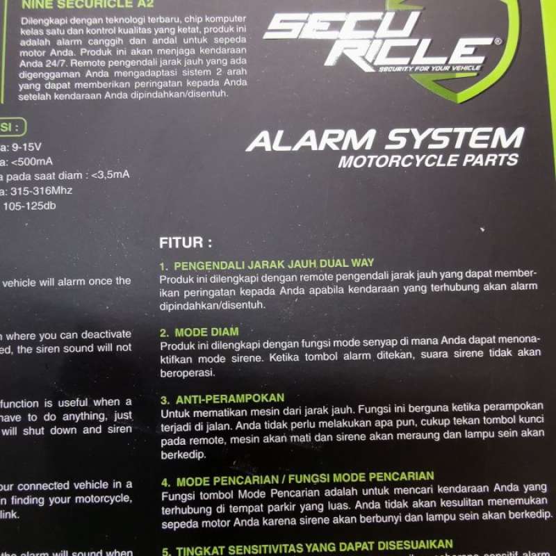 Promo Alarm Motor Luminos 9 Nine A2 Super Two Way Diskon 17% Di Seller Toplets Shop - Cengkareng ...