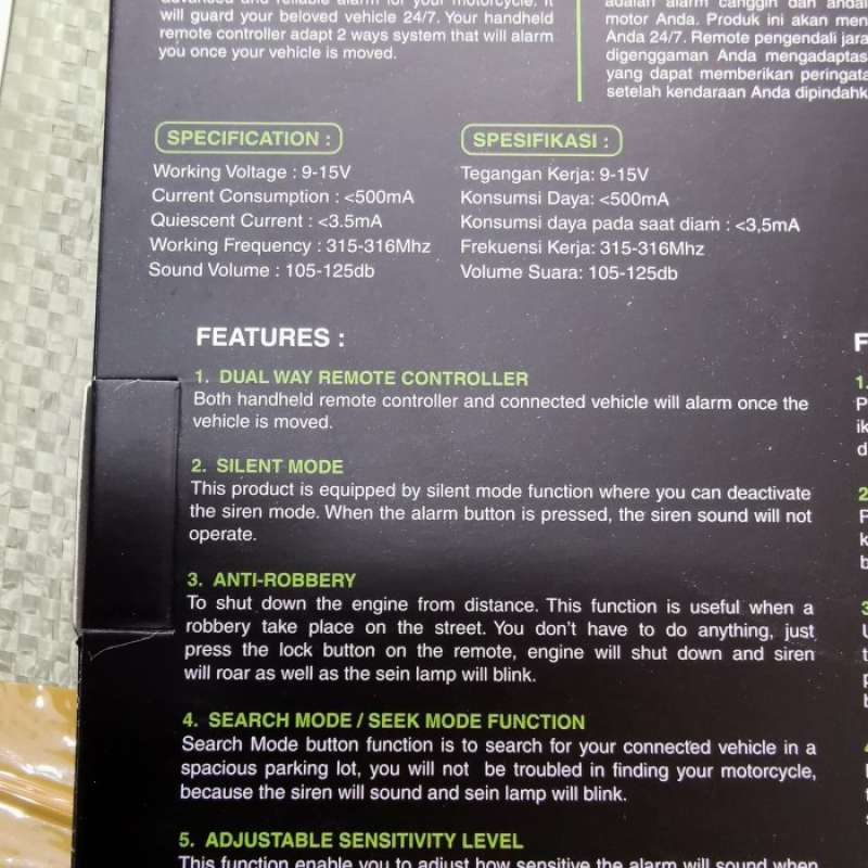 Promo Alarm Motor Luminos 9 Nine A2 Super Two Way Diskon 17% Di Seller Toplets Shop - Cengkareng ...