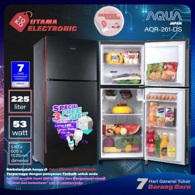 Promo Kulkas Aqua Japan Aqr-d261 Ds/ls Lemari Es 2 Pintu No Frost ...