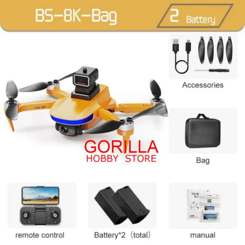 Jual Drone Brushless S5s B5 Dual Camera 8k Optical Flow Sensor Anti Tabrak - B5 Oren 1 Bat Di ...