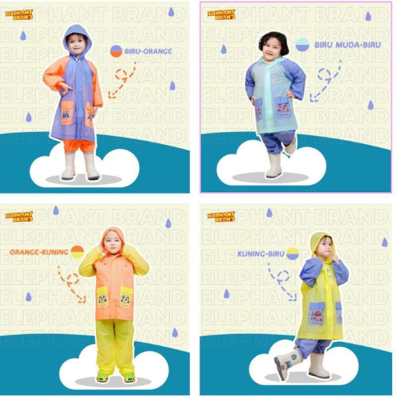 Jual Jas Hujan Anak Elephant Kids Kombinasi Merek Gajah Brand Kid ...