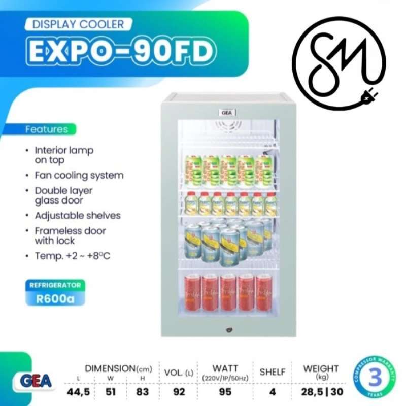 Jual Showcase Gea Expo-90fd Display Cooler Mini 92 Liter Expo90fd ...
