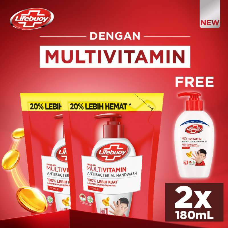 Promo Buy 2 Lifebuoy Liquid Red Pouch Hand Wash [180 Ml] Free Lifebuoy ...