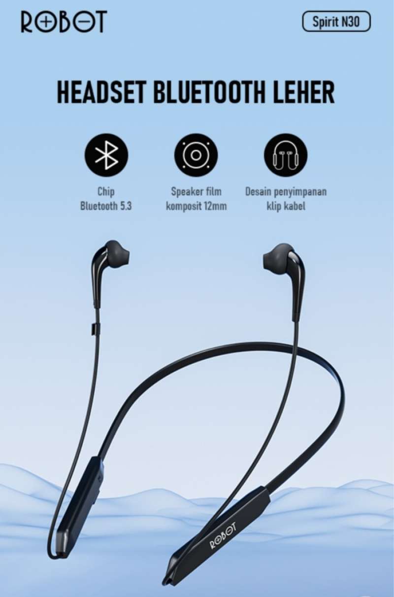 Promo Headset Bluetooth Robot Spirit N20 Ultra Bass Neckband Sport ...