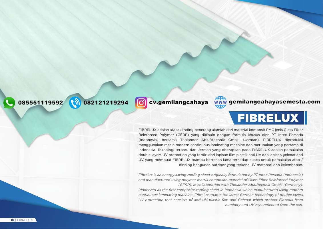 Jual Fibrelux Gfrp Roof ( 1,2 Mm ) / Atap Fiberglass / Chemical Roofing ...