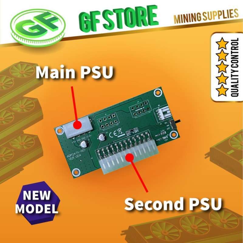Jual Dual Psu Power Sync Adapter Add2psu Connector Atx 24 Pin & Molex ...