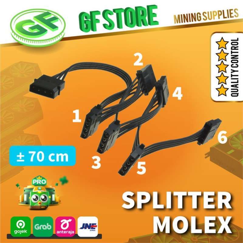 Jual Kabel Splitter Molex To 6x Molex Powerâš¡molex To Molex Cable ...