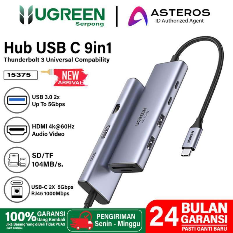 Jual Ugreen 9in1 Hub Usb Type C To Rj45 Hdmi 4k 60hz Usb C Sd Tf Card 15375 - 90568 7in1 Di ...
