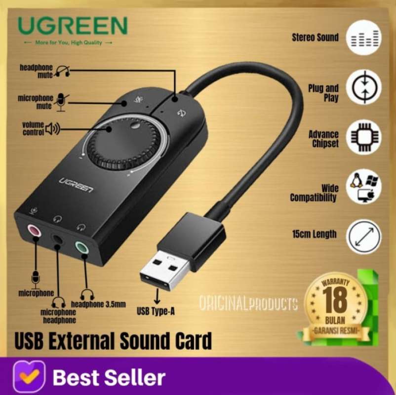 Jual Sound Card External Ugreen Adapter Usb Dual Jack Audio 3.5mm Eksterna Di Seller Sweet Shop ...