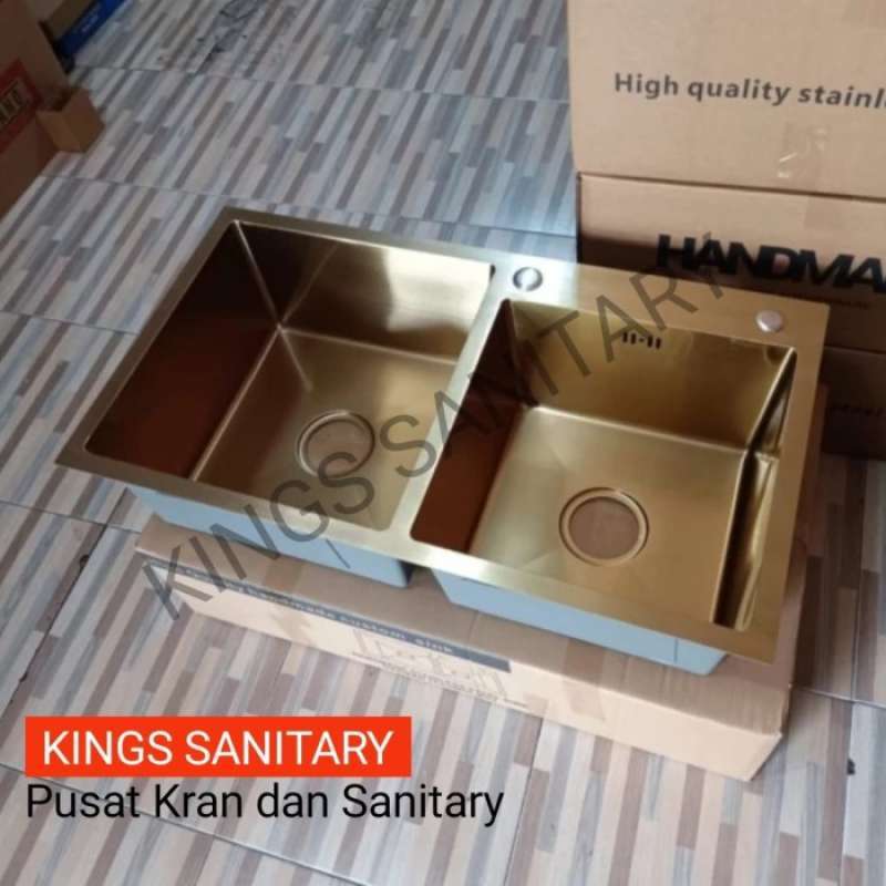 Promo Kitceh Sink Gold 8245 Komplit Set / Bak Cuci Piring Emas 2 Lobang ...