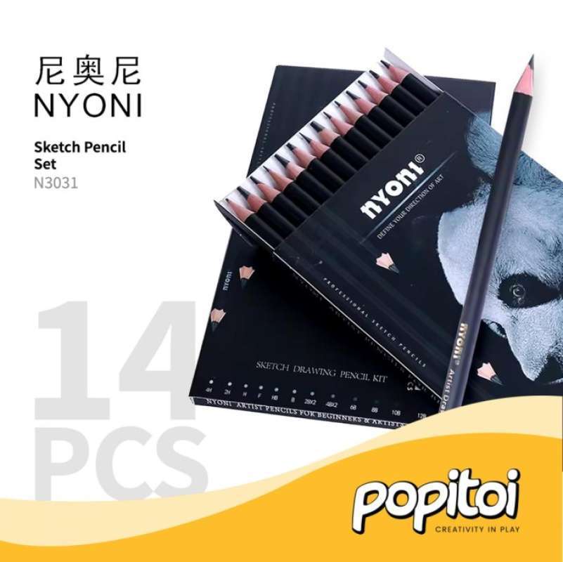 Jual Nyoni N3031 Graphite Sketch Drawing Charcoal Pencil Kit (set Of 14 ...
