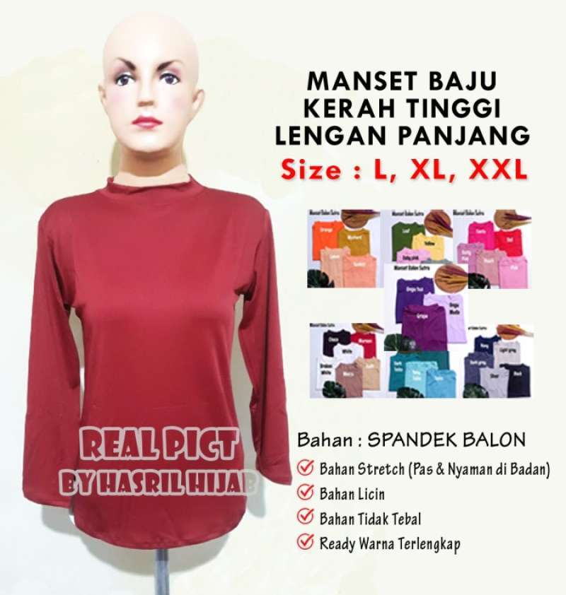 Promo Part 3 - Manset Baju Polos Kerah Tinggi Lengan Panjang Mangset ...