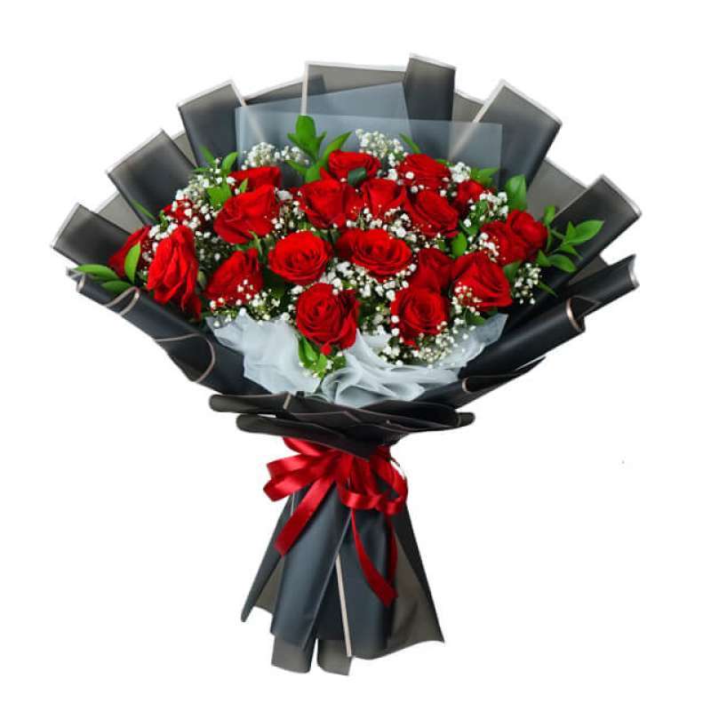 Jual Buket Bunga Mawar Merah - Karangan Mawar Merah Romantis - Floweradvisor - 20 Tangkai Di ...