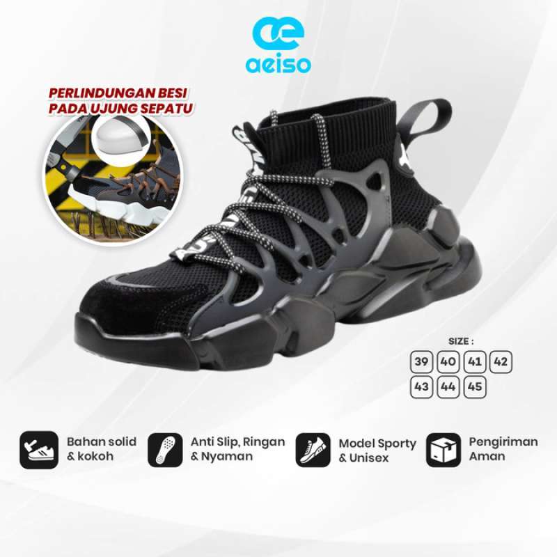 Promo Sepatu Safety V.4 Ringan, Ujung Besi - Hitam, 42 Diskon 23% Di ...