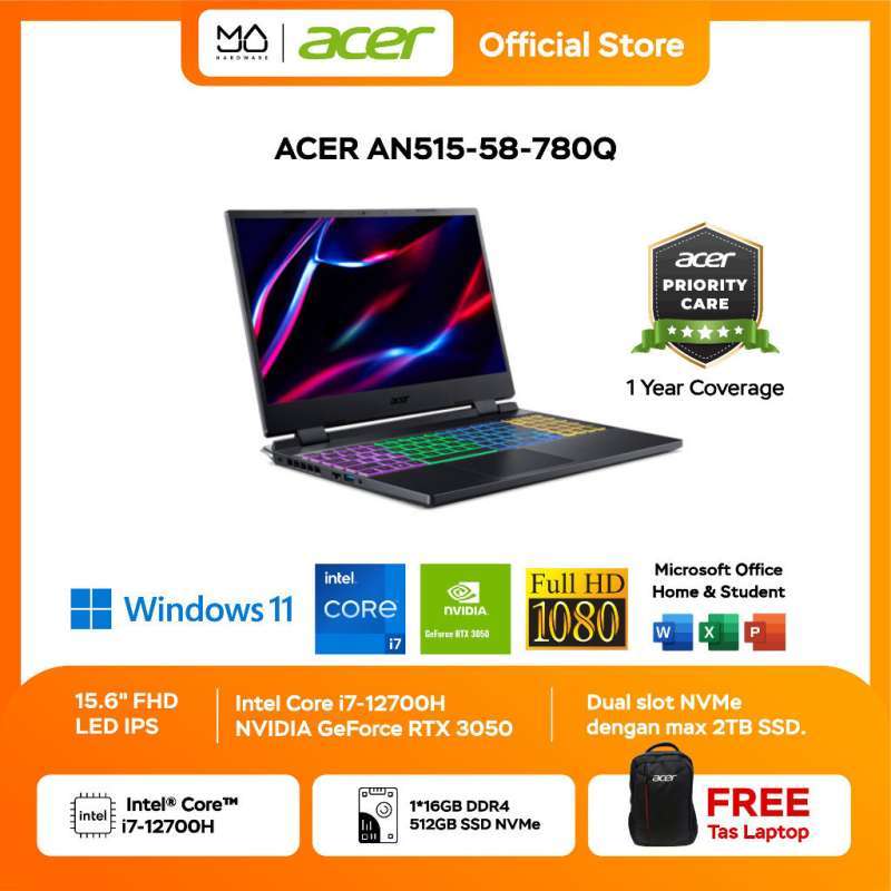 Jual Laptop Acer Nitro 5 An515-58-780q I7-12700h-rtx3050-16gb-512gb Ssd ...
