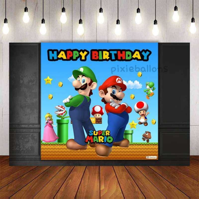 Jual Mario Bros Backdrop Spanduk Banner Dekorasi Ulang Tahun Birthday ...