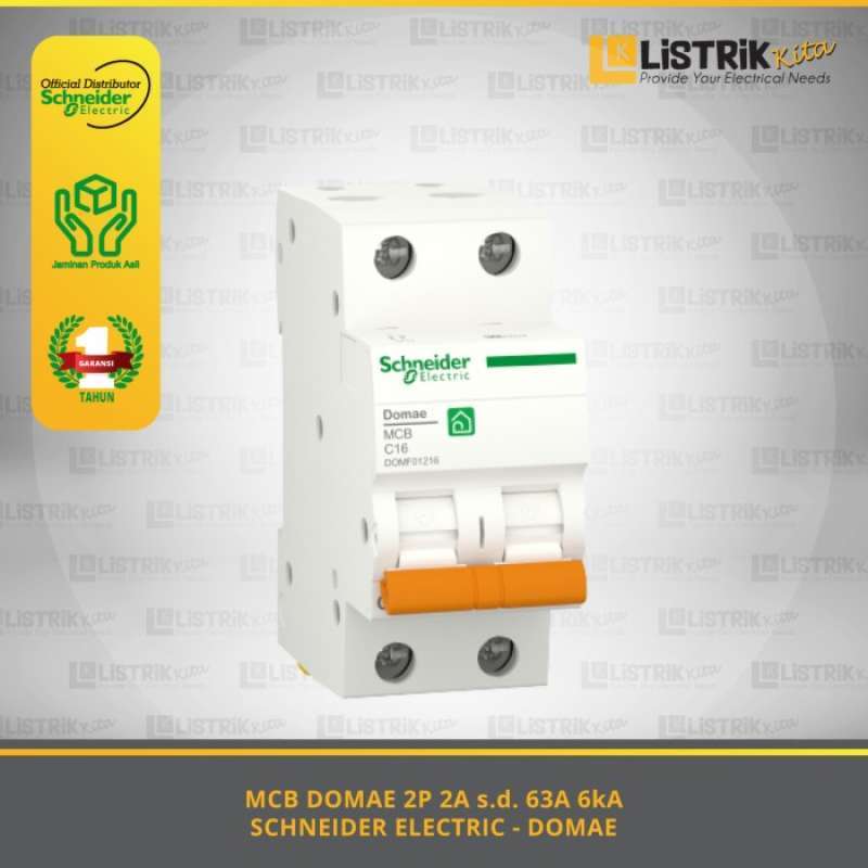 Jual New Mcb Domae 2p 2a S.d. 63a 6ka Schneider Electric - Domf012 ...