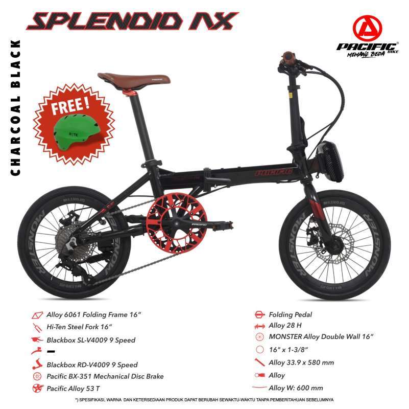Jual Sepeda Lipat Pacific Splendid Ax 16 Inch Frame Alloy 9 Speed Bonus ...