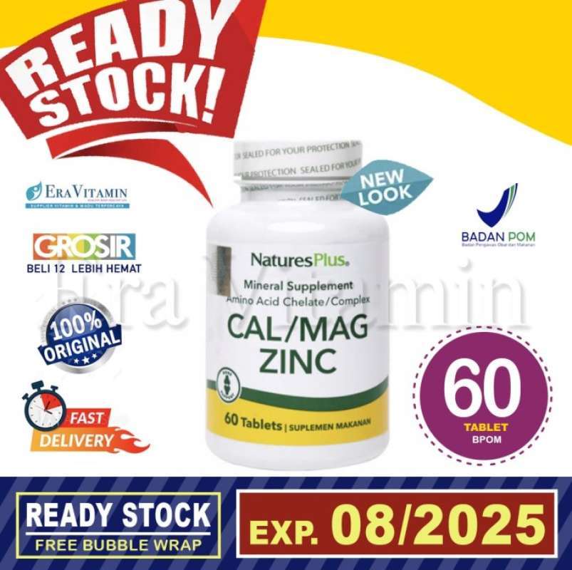 Promo Nature's Plus Cal Mag Zinc 60 Tablet Bpom Natures Calcium ...