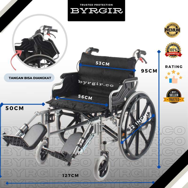 Jual Byrgir Kursi Roda Lipat Wheelchair Ukuran Big Size Jumbo Besar ...